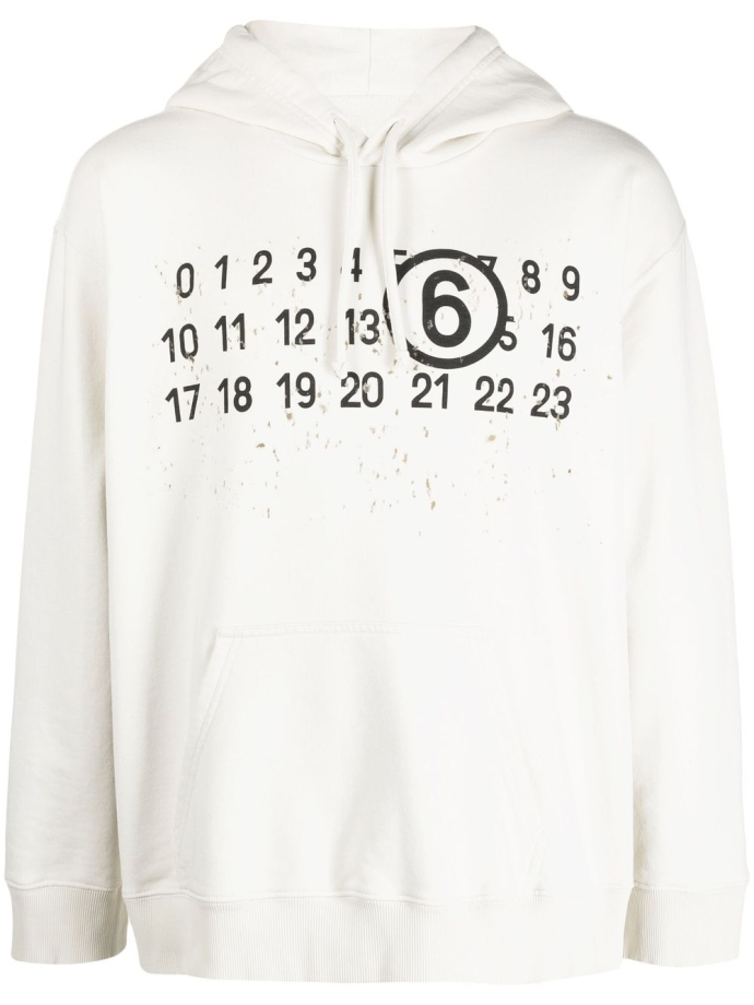 Худи MM6 Maison Margiela Logo-print distressed hoodie (Белые) S62GU0112S25454 купить в Meet Market